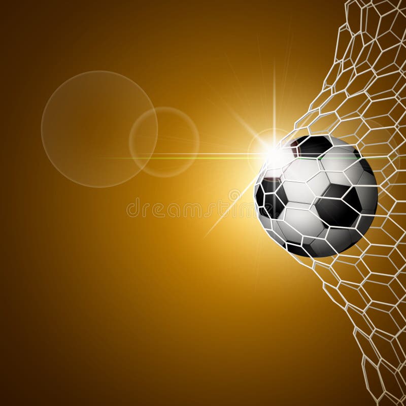 Soccer ball in goal. Red stock vector. Illustration of football - 119631872