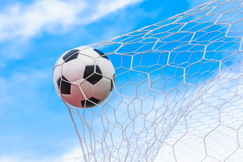 Soccer ball in goal net stock image. Image of leisure - 37868905