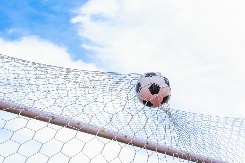 Soccer ball in goal net stock image. Image of entertainment - 37868955