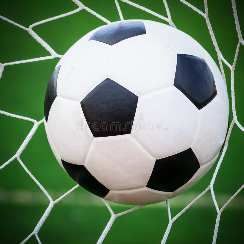 Soccer ball in goal net stock image. Image of recreational - 39573629