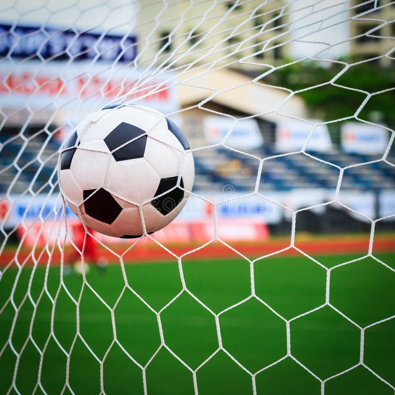 Soccer ball in goal net stock image. Image of netting - 39573633