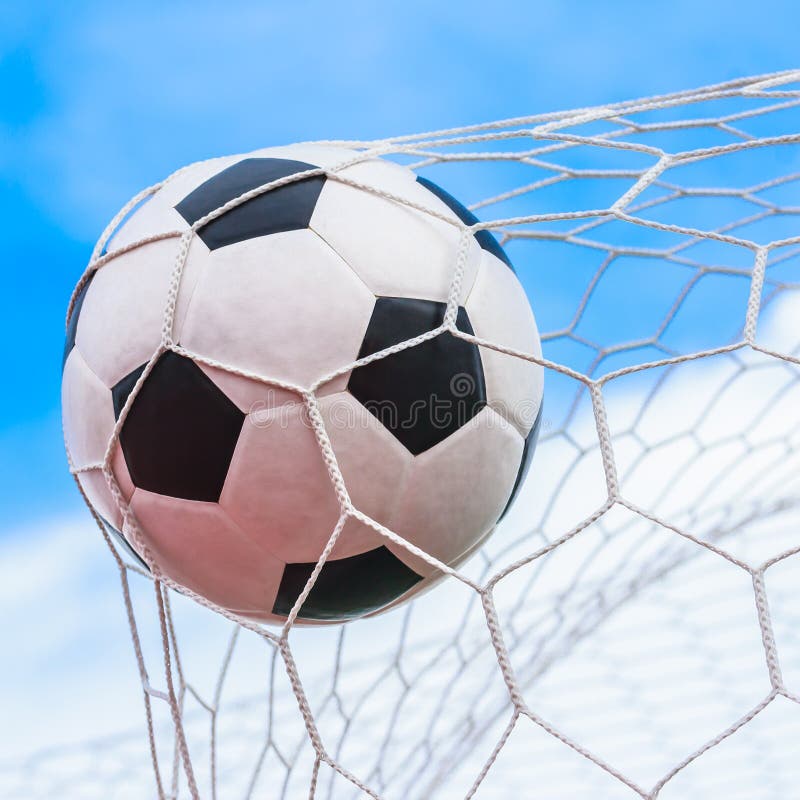 Soccer ball in goal net stock image. Image of competition - 39573639