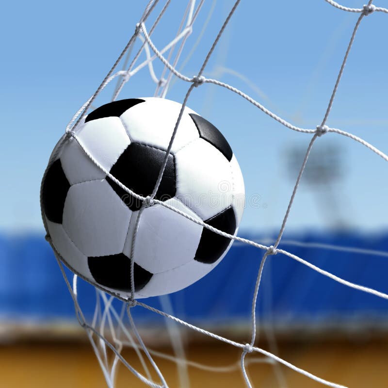 Soccer ball is in goal net stock image. Image of dale - 75401519