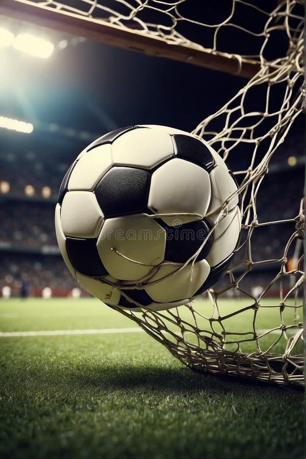 Soccer Ball in the Goal. Selective Focus Stock Image - Image of field ...