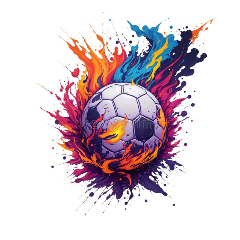 Soccer Ball Graphic on Paint Splash Background Isolated on White ...
