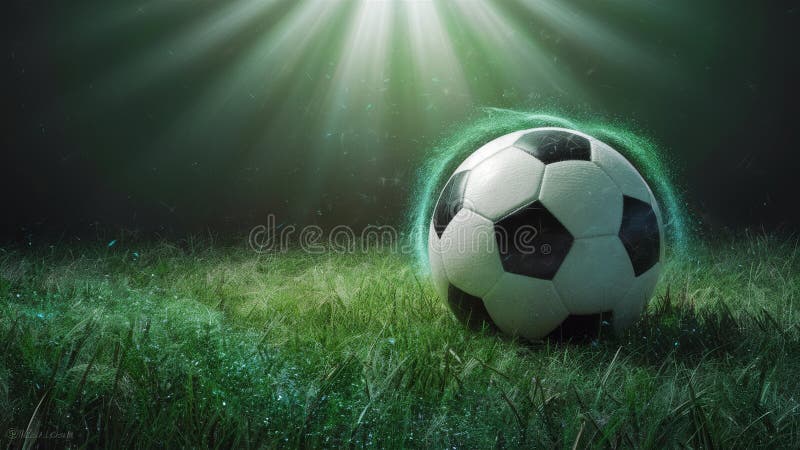 A Soccer Ball on Grass with Sun Shining through it, AI Stock Photo ...