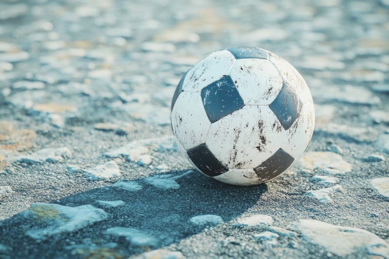 Soccer Ball on the Ground, Simple White and Black Design Stock Image ...