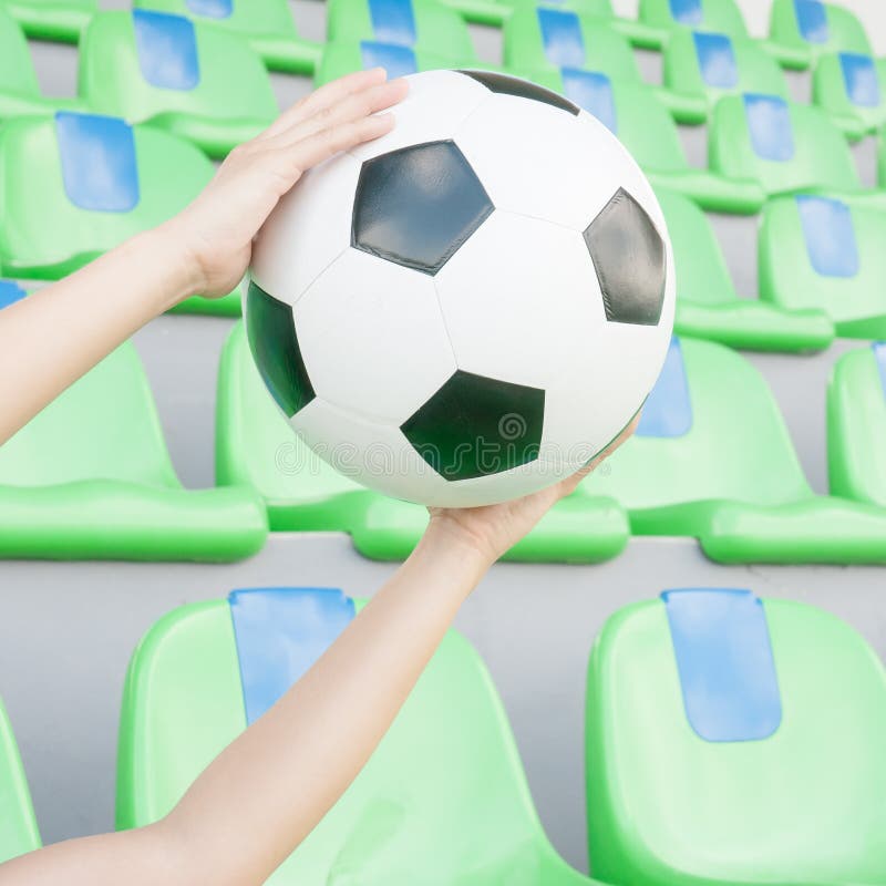 Soccer ball on hand stock photo. Image of healthy, human - 44208798