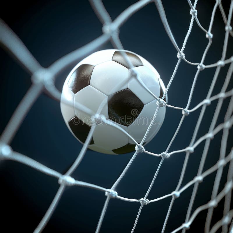 Soccer Ball Hitting the Back of the Net in a Goal. Generative Ai Stock ...