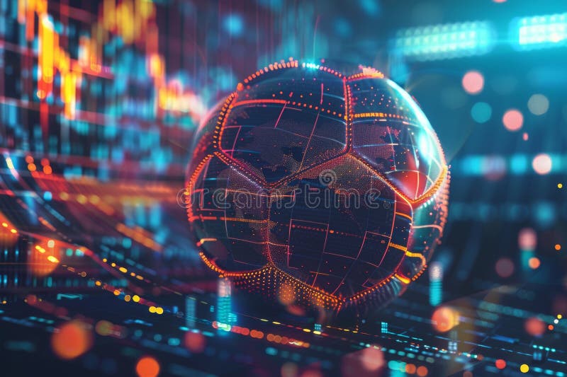 Close-up of a Soccer Ball with Glowing Data Analytics Overlay Stock ...