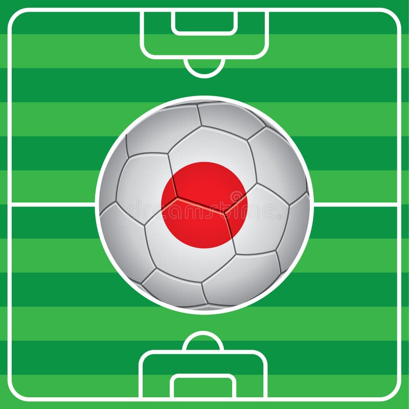 Soccer Ball with Japan Flag on Field. Vector Illustration Decorative ...