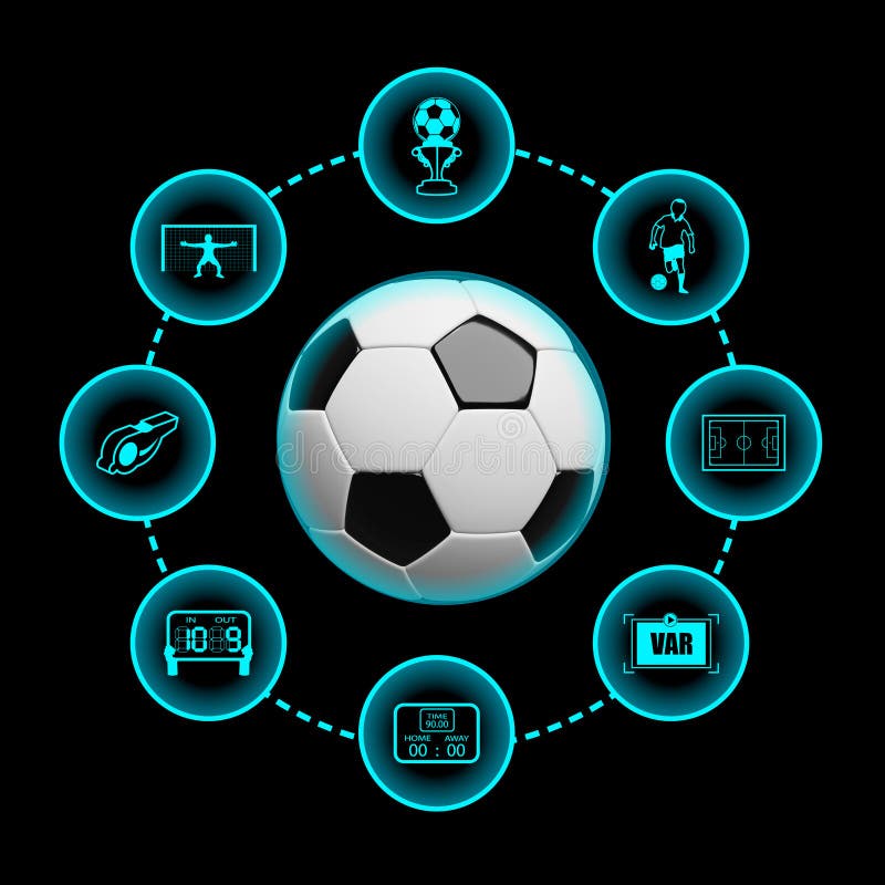 Soccer Ball with Lighting Icons Stock Illustration - Illustration of ...