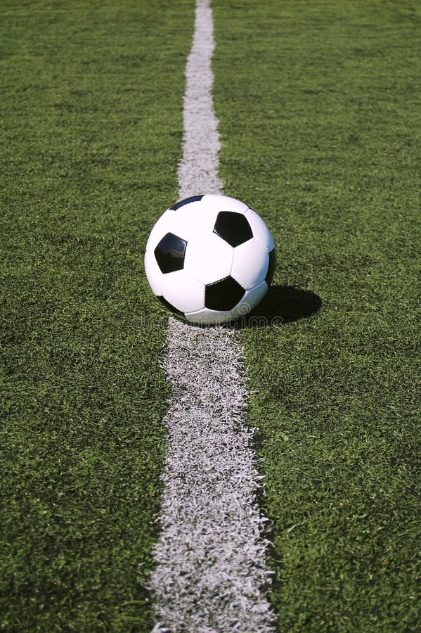 Soccer ball on line stock image. Image of green, artificial - 16003339