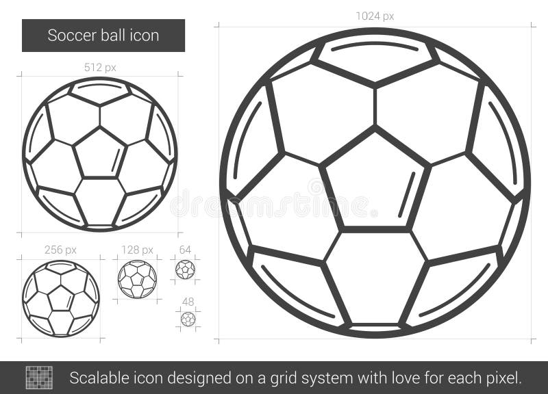 Soccer ball line icon. stock vector. Illustration of activity - 80695024