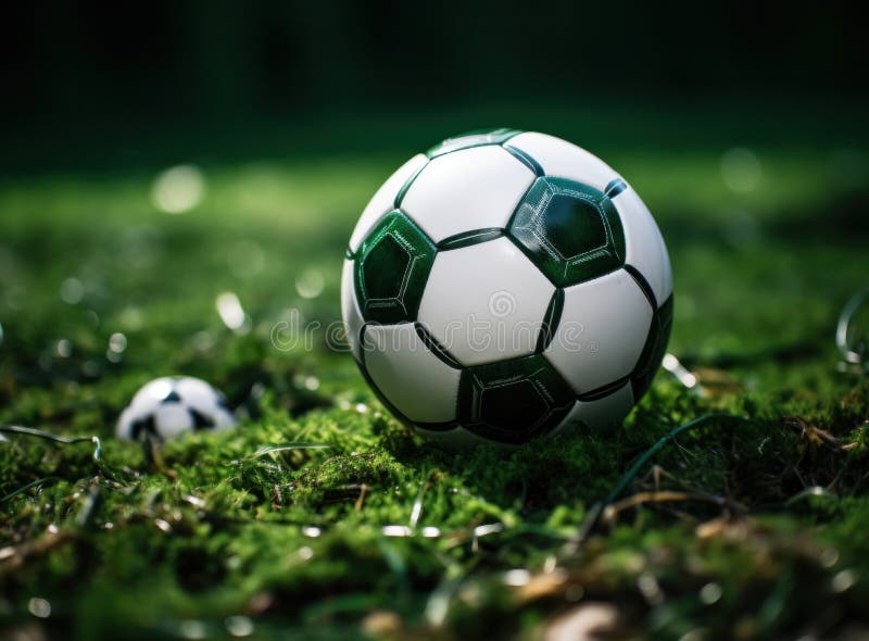 Soccer Ball Lying in the Goal Net Stock Image - Image of leisure, green ...
