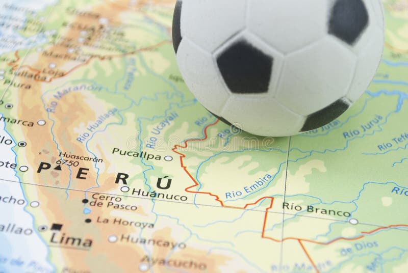 Soccer ball on map stock photo. Image of tournament, ball - 13542918