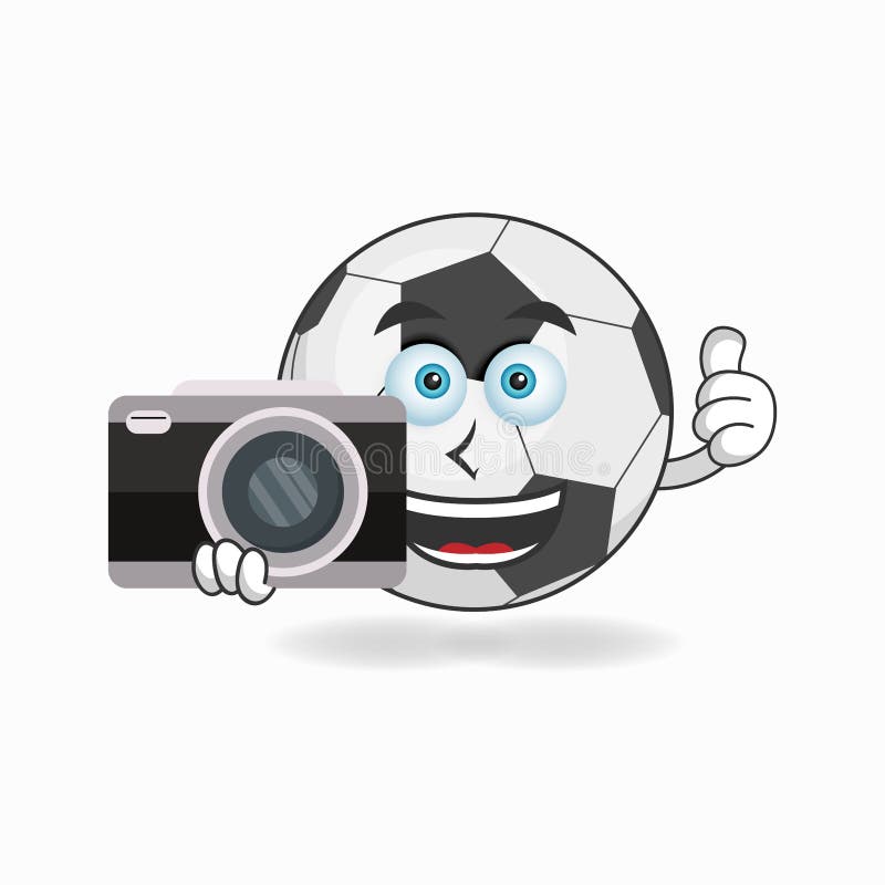 Soccer Ball Mascot Character Holding Camera. Vector Illustration Stock ...