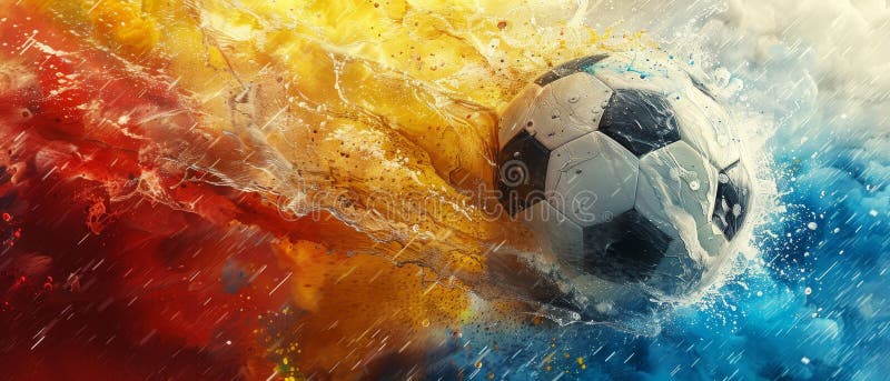 A Soccer Ball is in the Middle of a Splash of Paint, with a Splash of ...