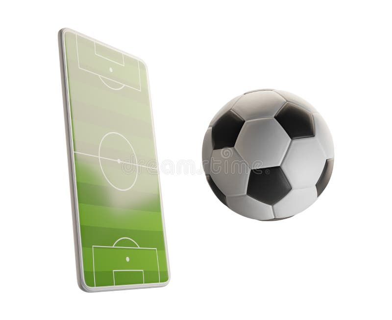 Soccer Ball and Mobile Phone 3d-illustration Stock Illustration ...