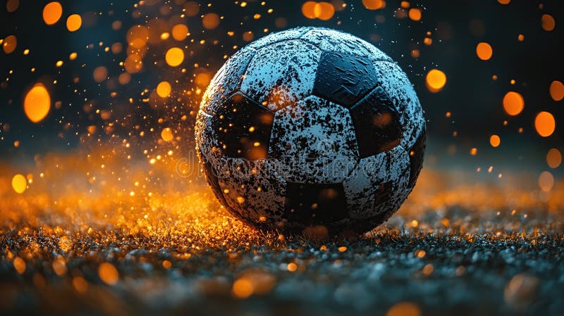 Soccer Ball in Motion, Sparks and Lights Stock Illustration ...