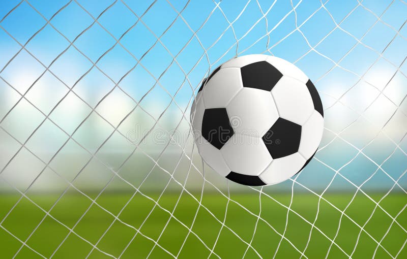 Soccer Ball in Net 3d Rendering Goal Stock Illustration - Illustration ...