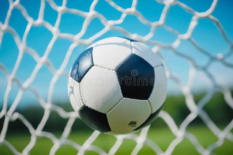 A Soccer Ball in the Net of a Soccer Field Stock Illustration ...