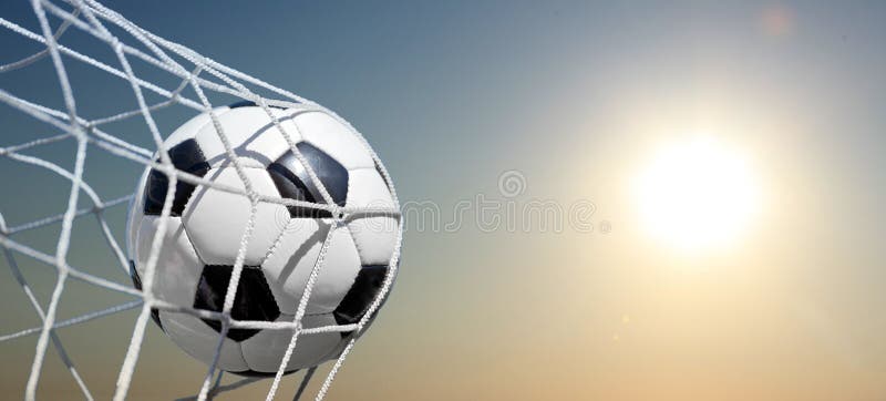 Soccer Ball in the Net of a Goal. Soccer Concept Stock Image - Image of ...