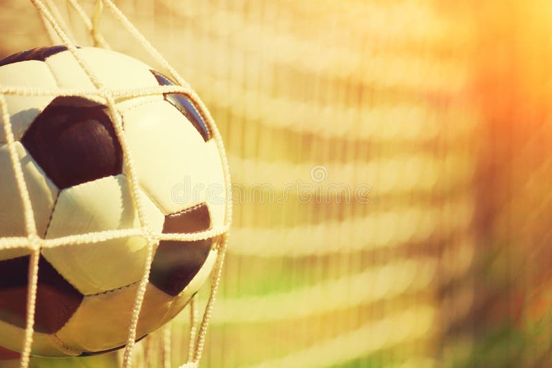 Soccer Ball in the Net of a Goal. Soccer Concept Stock Image - Image of ...