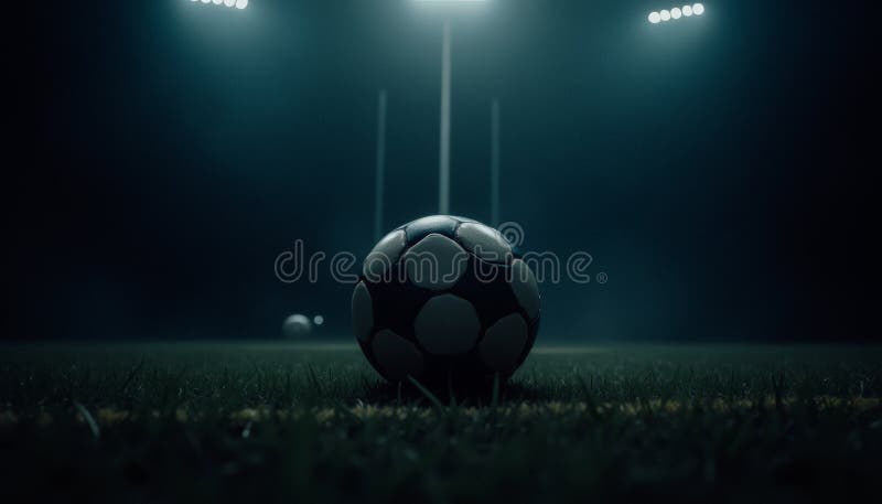 A Soccer Ball Placed on a Grassy Field, Highlighted by the Dramatic ...