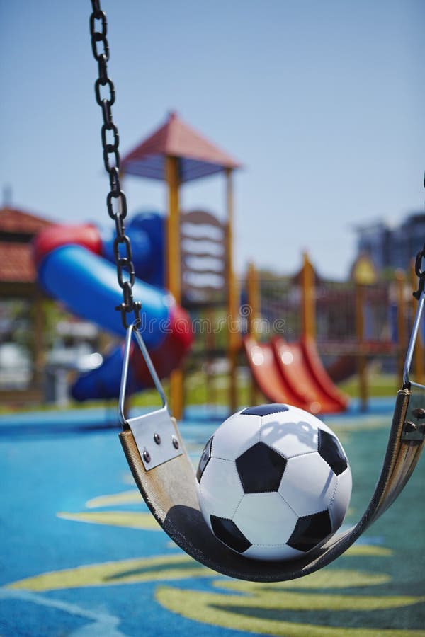 Soccer Ball on a Playground Stock Image - Image of single, competitive ...