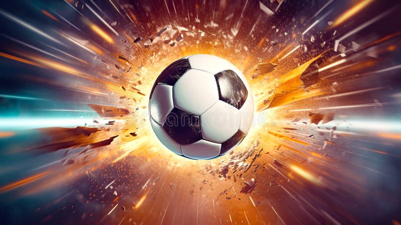 Soccer Ball Powerful Shot and Explosive Dynamic. Stock Illustration ...