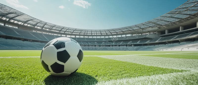 SOCCER BALL RESTING on the FIELD of an EMPTY STADIUM Stock Illustration ...