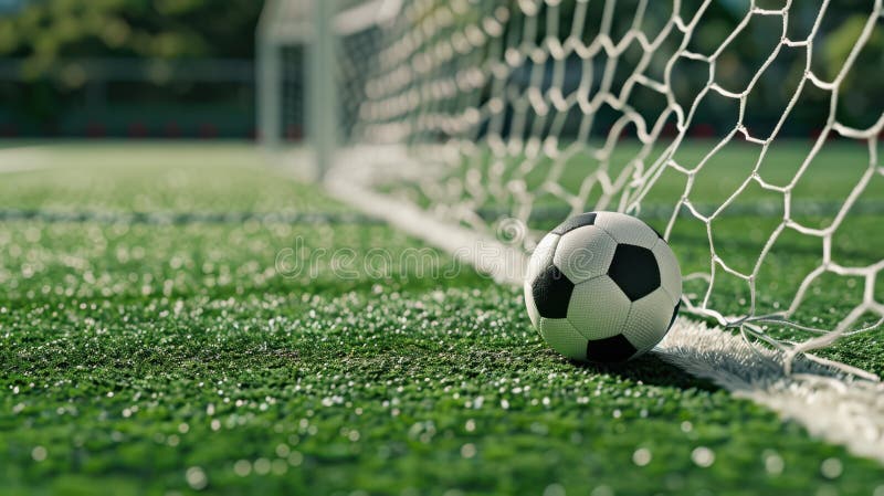 The Soccer Ball in Goal. AI Generated Stock Image - Image of score ...