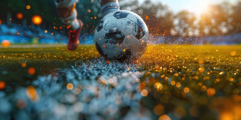 Soccer Ball Rolling on Grass. Created by Generative Artificial ...