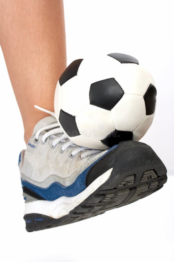Soccer Ball on Rubber Shoes Stock Photo - Image of soccer, sport: 4216798