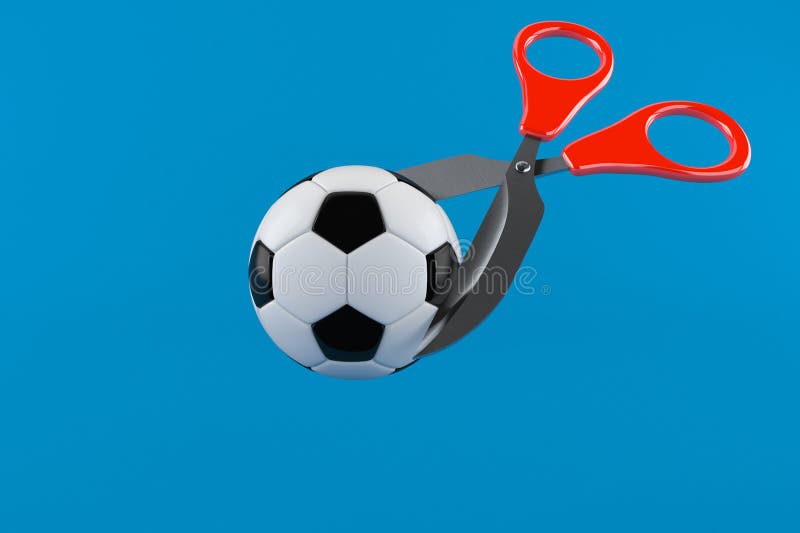 Soccer ball with scissors stock illustration. Illustration of cutting ...