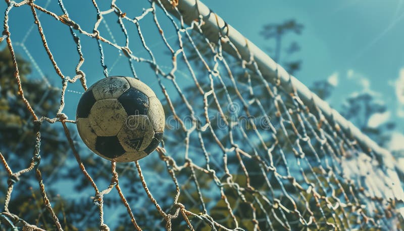 Soccer Ball Scores a Stunning Goal with a Powerful Kick into the Back ...