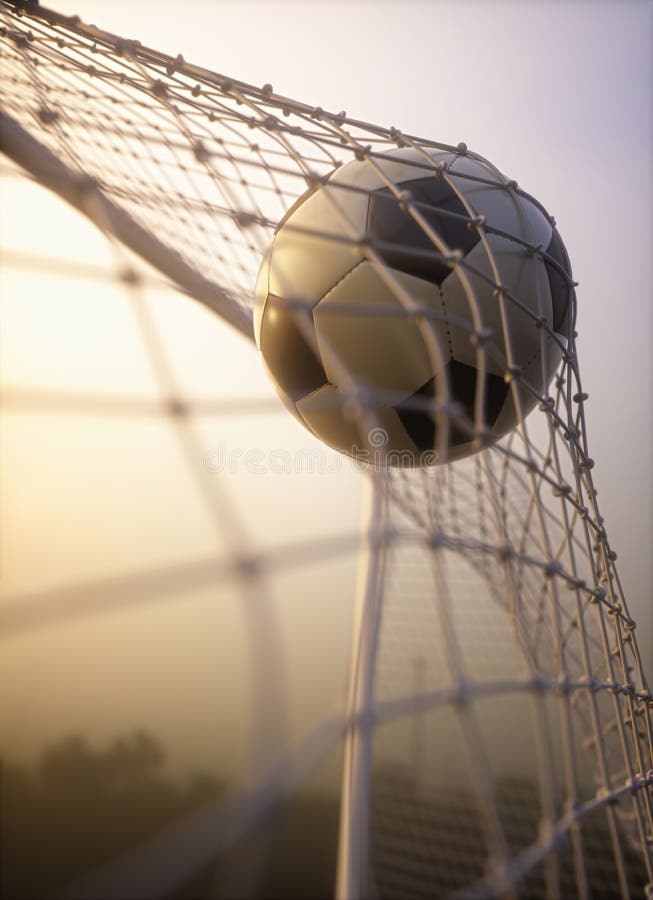 Soccer Ball Scoring Goal Football Competition Stock Photo - Image of ...