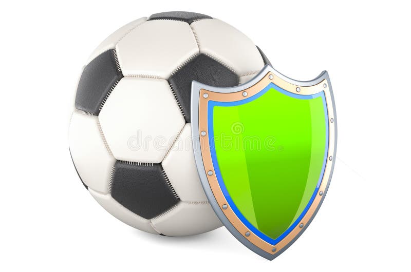 Soccer Ball with Shield, 3D Rendering Stock Illustration - Illustration ...