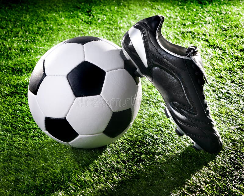 Soccer ball and shoes stock image. Image of white, green - 21987485
