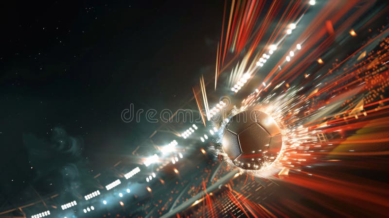 A Soccer Ball Soaring through the Air in a Powerful Kick, Leaving a ...