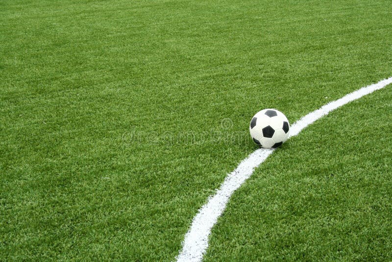 Football On Soccer Field With Curve Line - Free Photo from StockFreeImages