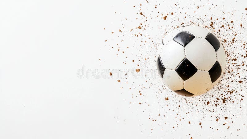 Particles Soccer Ball Flinging Dirt on while Rotating Classic a White ...