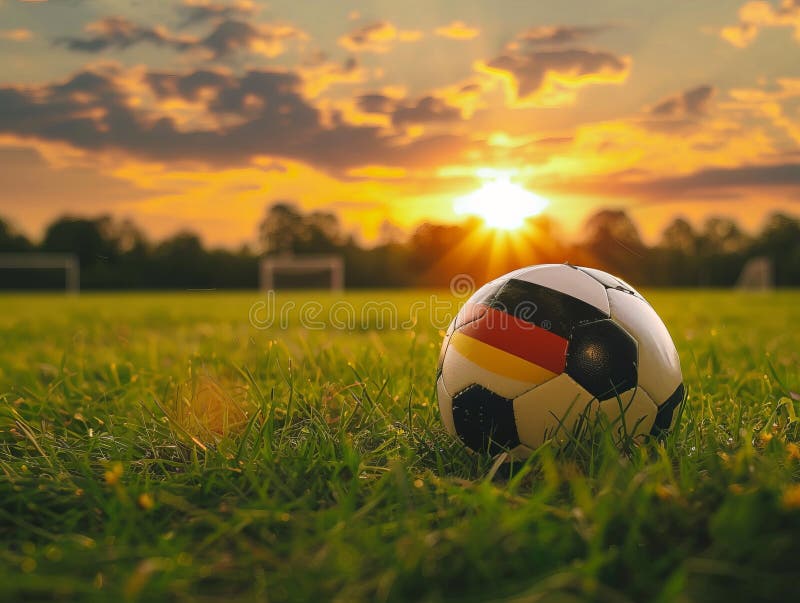 Soccer Ball Sunset German Flag Green Grass Field Stock Photos - Free ...