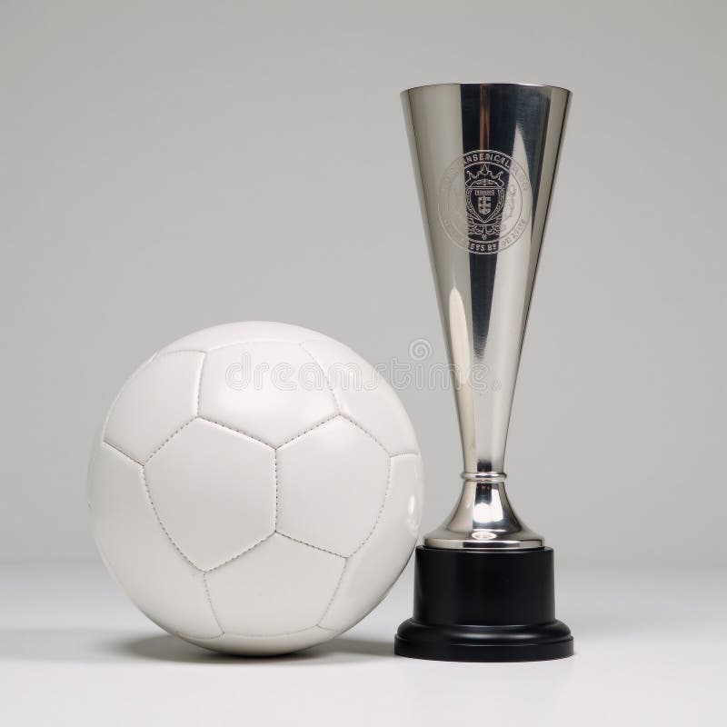 Soccer Ball and Trophy Lying on the Ground Stock Illustration ...