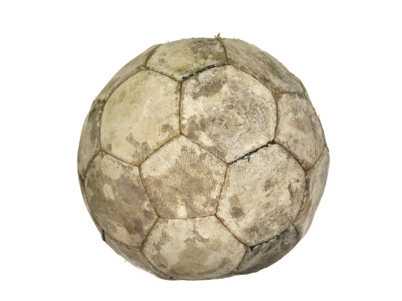 Soccer Ball Very Old and Worn Isolated on a White Background Stock ...