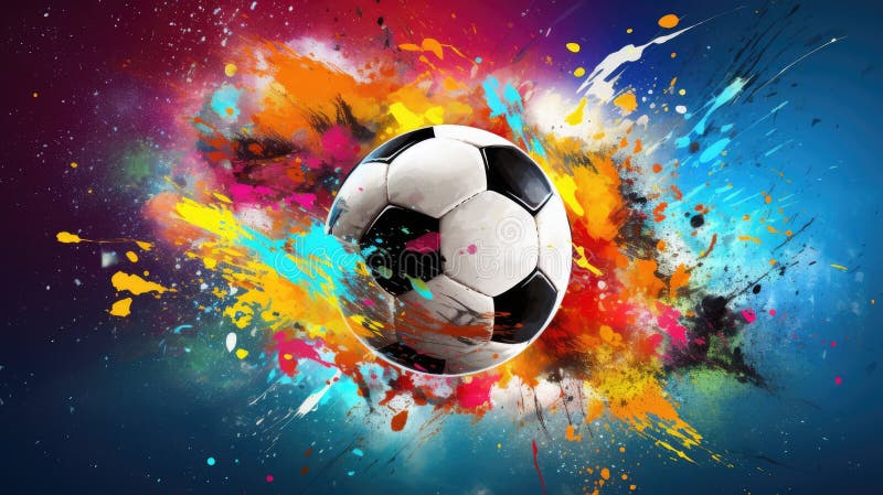 Soccer Ball on Vibrant Splash Colors Background Stock Photo - Image of ...
