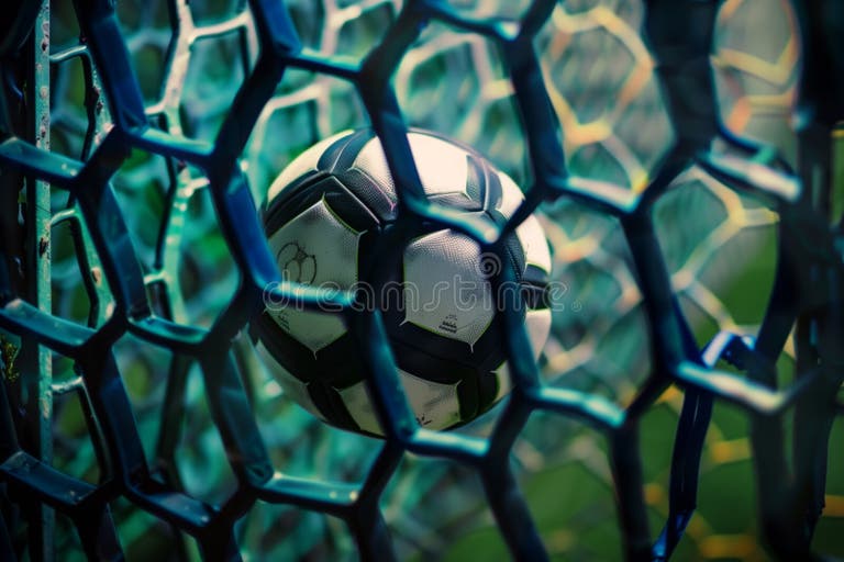 Soccer Ball Visible through Hexagonal Net Pattern Stock Image - Image ...