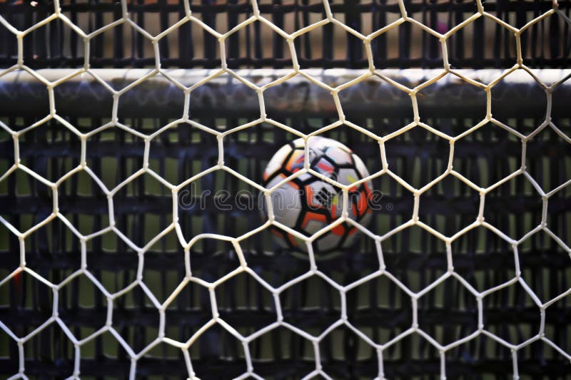 Soccer Ball Visible through Hexagonal Net Pattern Stock Image - Image ...