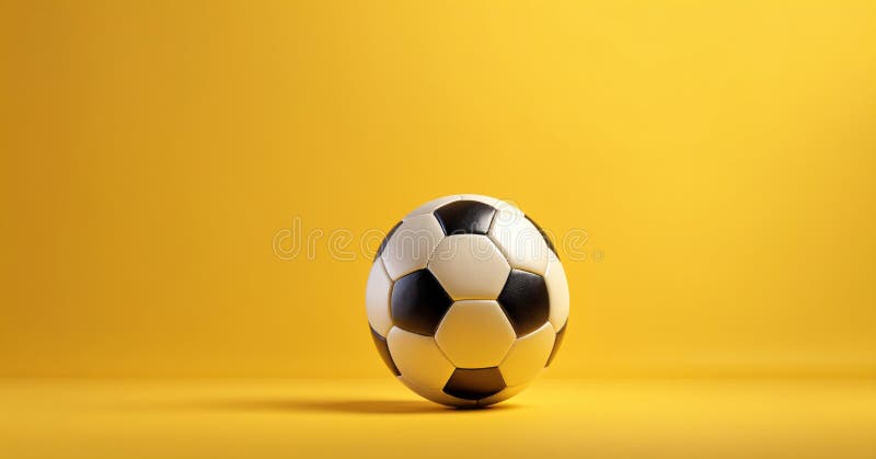 Soccer Ball on a Yellow Background with Copy Space Stock Illustration ...